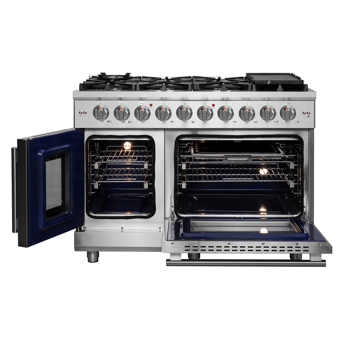 Forno Massimo 48-Inch Freestanding French Door Gas Range, 8 Burners, C