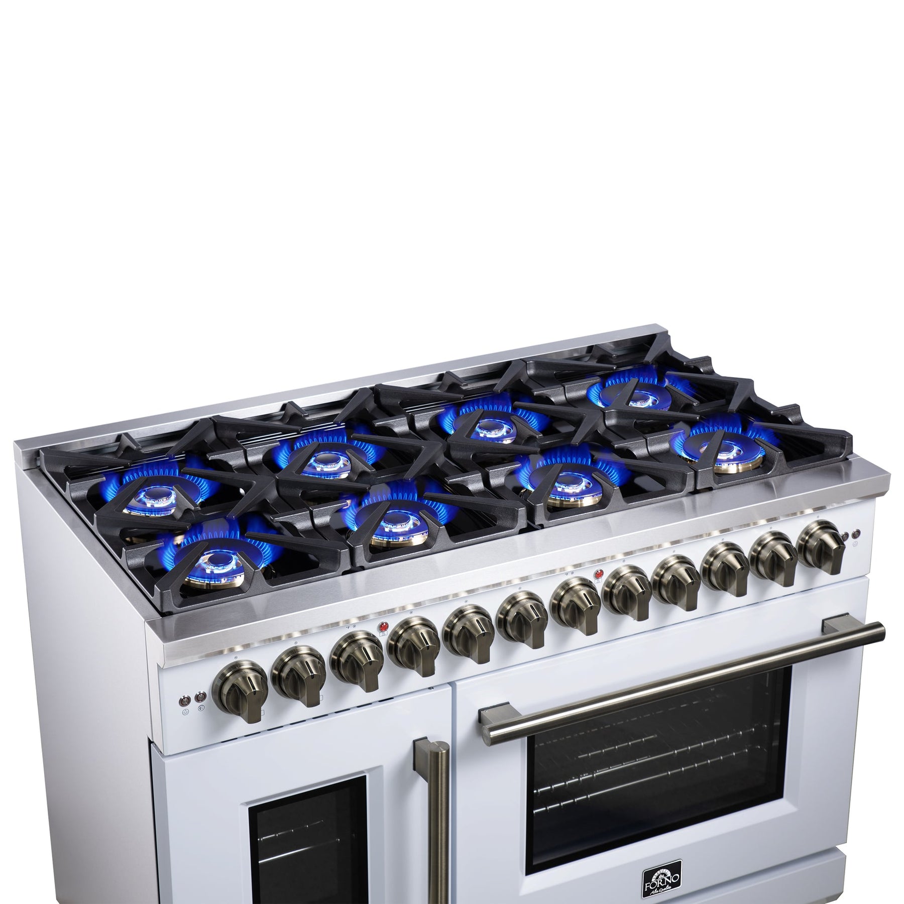 Forno Capriasca 48 Inch Freestanding French Door Dual Fuel Range in Wh