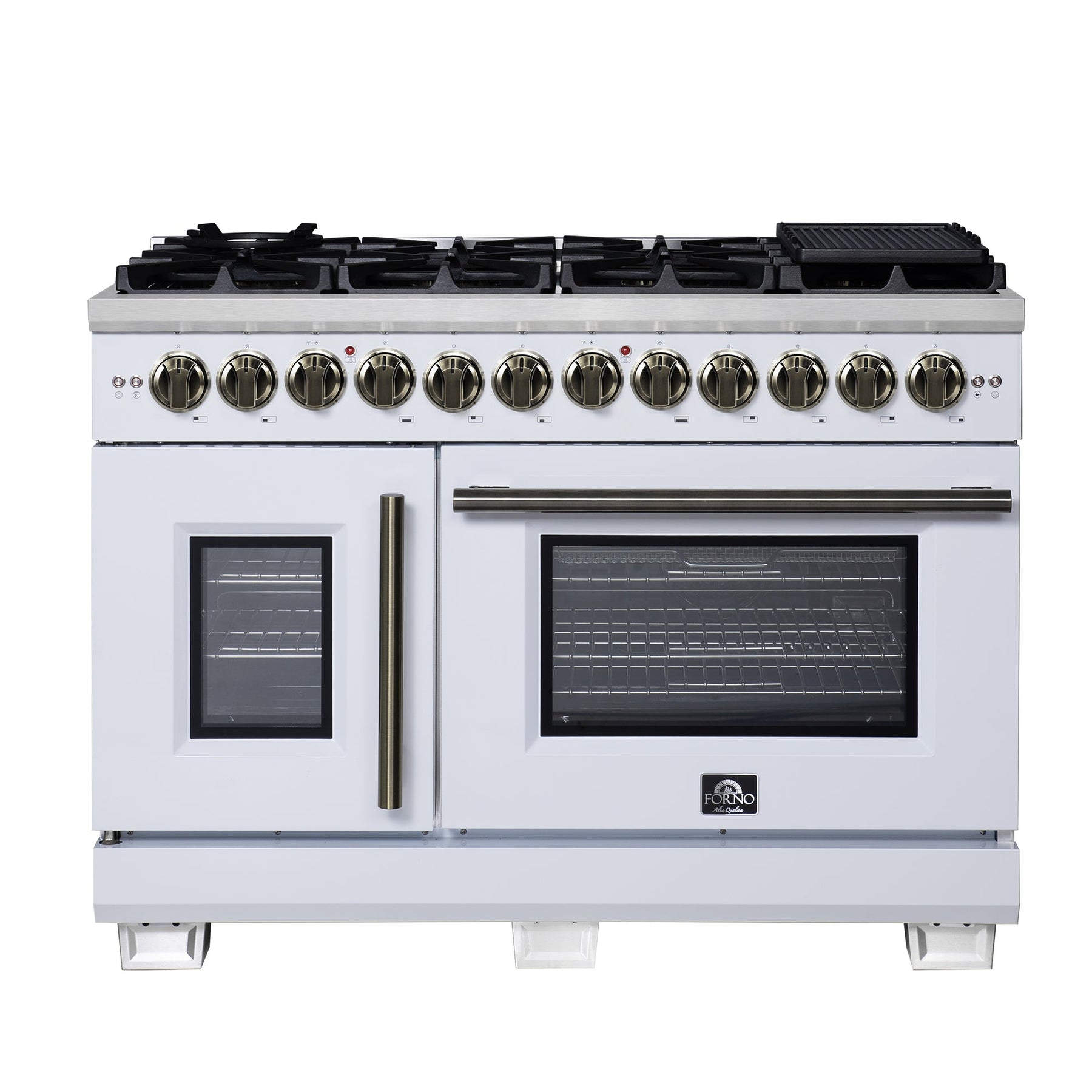 Forno Capriasca 48 Inch Freestanding French Door Dual Fuel Range in Wh