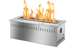 Bio Flame 18" Silver Remote-Controlled Bioethanol Burner W/3L Fuel Cap