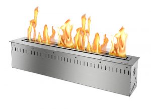 Bio Flame 30" Silver Remote-Controlled Bioethanol Burner W/8L Fuel Cap