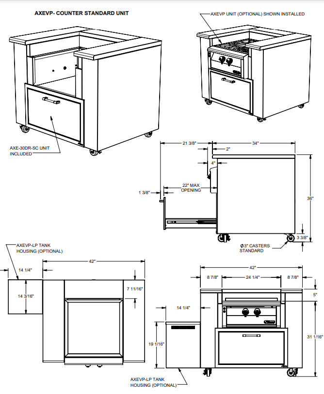 Alfresco 24-inch in Stainless Steel Versa Power Portable Counter with