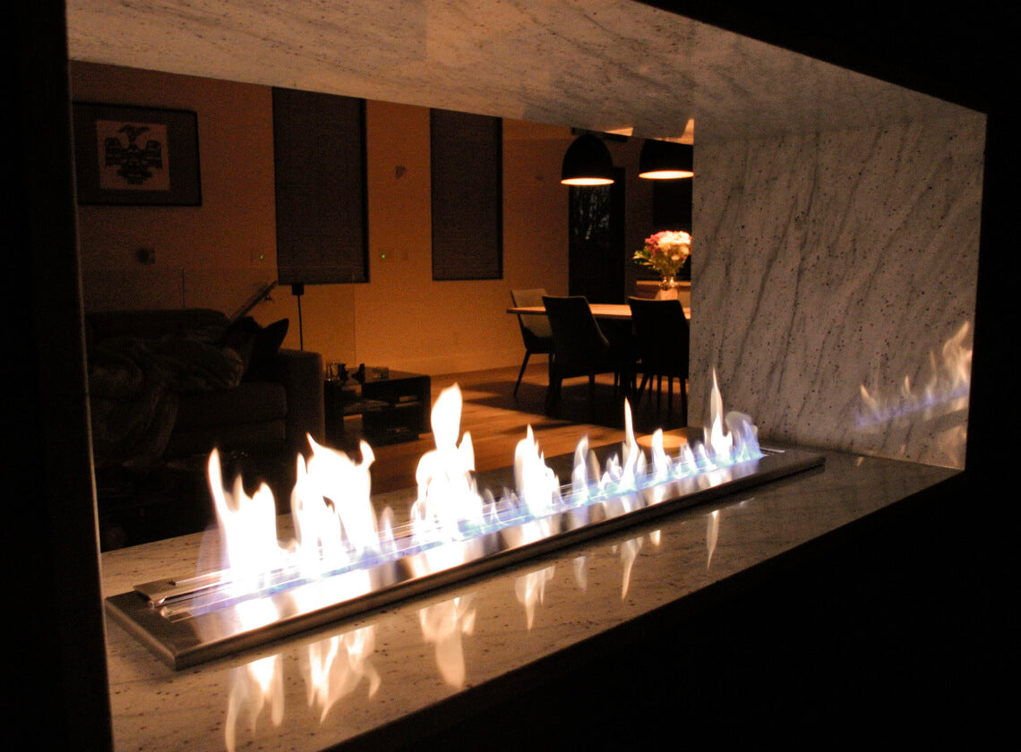 Bio Flame 24" Silver Remote-Controlled Bioethanol Burner W/5L Fuel Cap